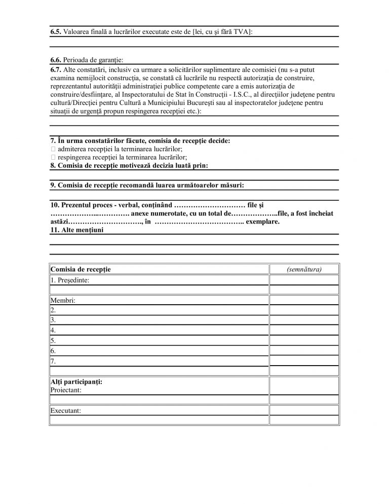 Descarcă Model Proces Verbal Recepție Lucrări H.G. 343/2016 - .doc și ...